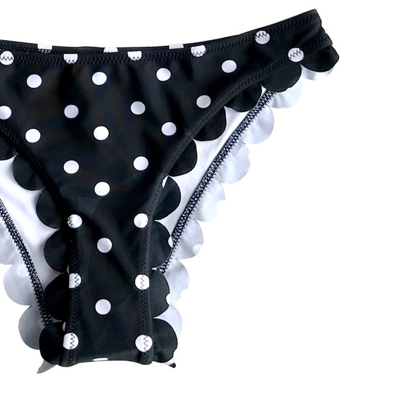 Swim | Polka Dot Lace Up Scallop Edge Bikini Swimsuit | Poshmark